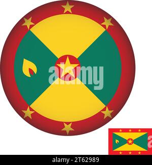Vector illustration. Official ensign of Grenada. National flag in red ...
