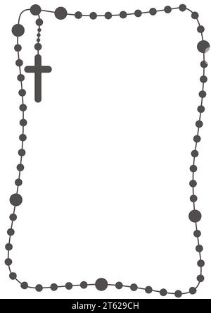 Rosary beads frame with copyspace for text. Chain and cross. Religion ...