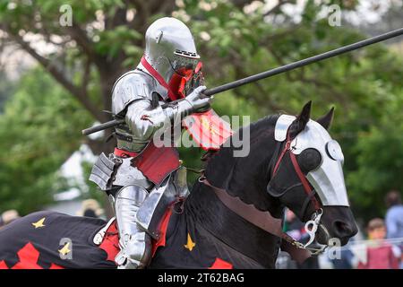 Knight jousting. Medieval knights during a jousting tournament. Knights competition Stock Photo ...