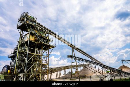 Sand and gravel conveyor system. Industrial machine for conveying goods ...