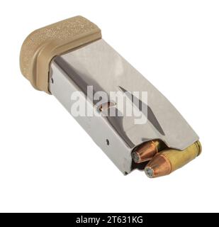 Concealed carry 9 mm automatic pistol with a muzzle brake mounted on ...