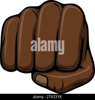 fist front view illustration black and white vector on white background ...