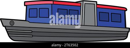 Narrowboat Vehicle Colored Cartoon Illustration Stock Vector Image ...