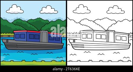 Narrowboat Vehicle Colored Cartoon Illustration Stock Vector Image ...
