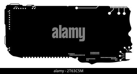 Rectangular design clipart in tech style isolated on white. Short tech ...
