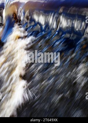 Abstract patterns in the River Aire at Leeds Dam Leeds West Yorkshire ...