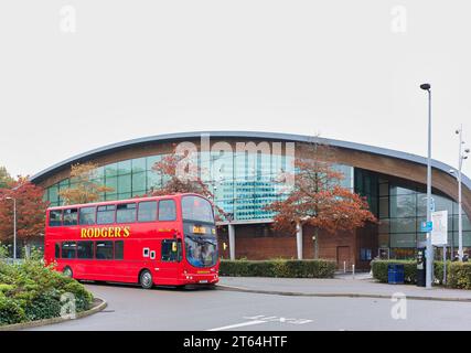 Rodger’s red double decker bus, Corby, Northamptonshire Stock Photo - Alamy