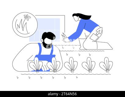 Planting cover crops isolated cartoon vector illustrations. Couple ...