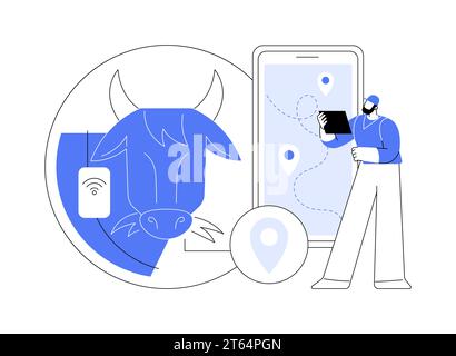 GPS tracking collars isolated cartoon vector illustrations. Livestock ...