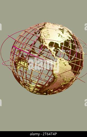 UNITED STATES MAP UNISPHERE GLOBE (©GILMORE D CLARKE 1964) FLUSHING ...