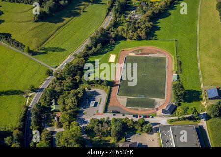 Aerial view of Balve with sports field and municipal secondary school ...