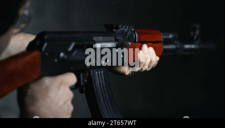 AK-47 Rifle Firing Captured in Ultra Slow-Motion 800fps, Shooter Aiming ...