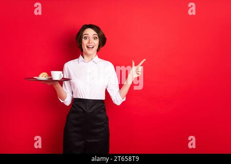 Photo of nice impressed brunette lady wear white sweater isolated on ...