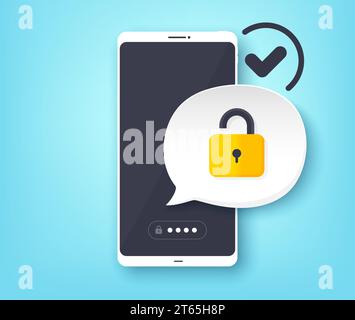Phone lock icon flat vector. Data privacy. Safe personal isolated Stock ...