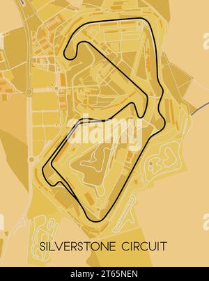 Silverstone car race Circuit map United Kingdom Stock Vector Image ...