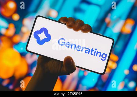In this photo illustration, the logo of the generative video social ...