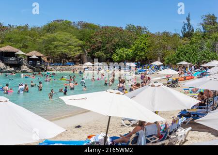 Cruise ship passengers swimming and playing on Adrenaline Beach on ...