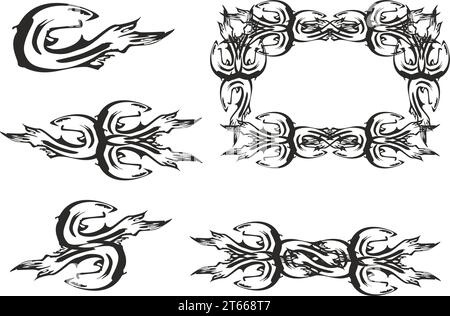 Black and White fish symbols for logos or stikers. Bizarre fish icons ...