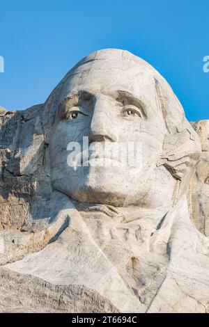 Carved granite bust of George Washington at Mount Rushmore National ...