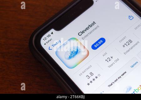 App of Cleverbot, an AI chatterbot web application created by British ...