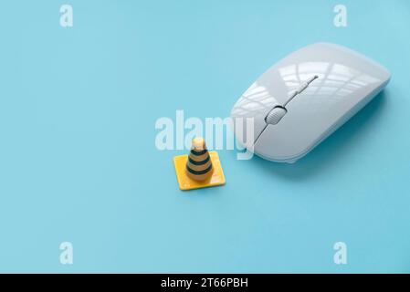 Fixing, maintenance and under construction concept. A light bulb with a ...