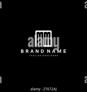 MM initial logo with square rectangular shape style design ideas Stock ...