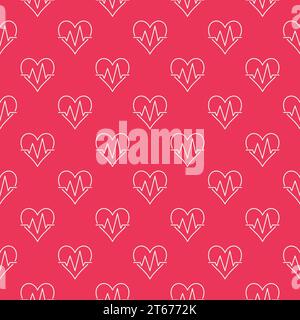 Cardiac cycle outline red seamless vector pattern or background Stock ...