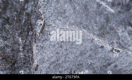 Aerial photo shows the snow scenery of Zijin Mountain in Nanjing City ...