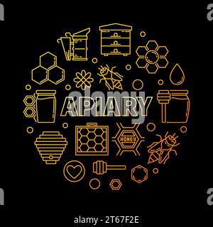 Apiary vector circular illustration. Word Apiary and Honey and ...