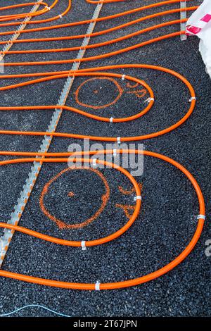 Underground heating being installed in road at Tromso, Norway ...