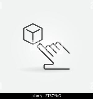 Hand pointing cube vector AR colored icon or sign in thin line style on ...