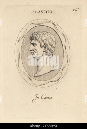 Portrait with bust of Emperor Claudius on medallion in rectangular ...