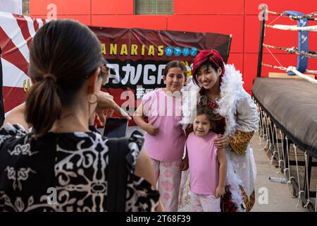 A Japanese female wrestler at a wrestling event in Fuerteventura ...