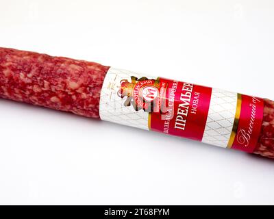 Dried sausage Premiere of the Grodno meat processing plant Stock Photo ...