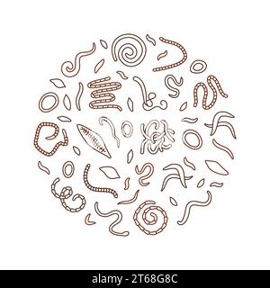 Circle shaped Banner with Helminth line signs - vector Helminths ...