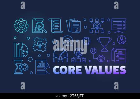 Core Values horizontal colored outline banner on dark background ...