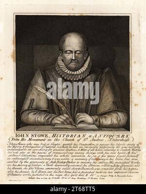 Monument of John Stow (Stowe), 1605, in the Church of St Andrew ...