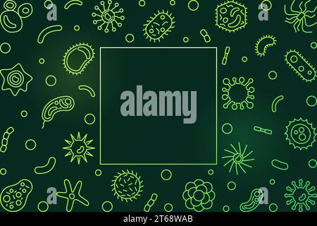 Bacterial cells horizontal banner. Vector outline simple illustration ...