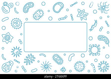 Microbiology outline blue frame with empty space for text. Vector ...