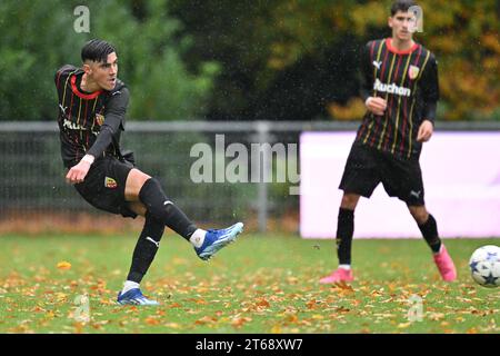 Ismael Aouad (13) of RC Lens defending on Emir Bars (11) of PSV during ...