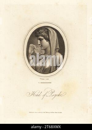 Bust of Psyche, Greek goddess of the soul, holding a butterfly by its ...