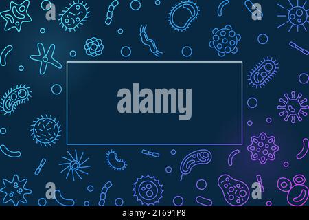 Microbiology outline frame with empty space for text. Vector concept ...