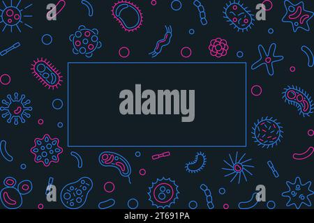 Microbiology outline blue frame with empty space for text. Vector ...