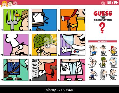 Cartoon illustration of educational activity of guessing the ...