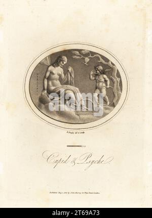 GREEK MYTHOLOGY Cupid and Psyche Engraving by Roffe after the bas ...