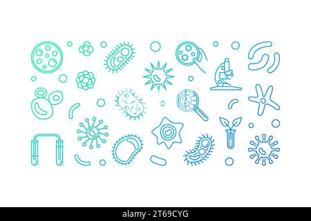 Microbiology vector horizontal illustration made with microscope ...