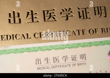 Chinese Medical Certificate of Birth,Birth Certificate in China Stock ...