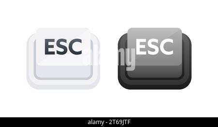 Esc (Escape) key icon. Keyboard button symbol, black and white outline ...