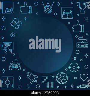Video Games colorful outline frame. Vector Game concept linear ...