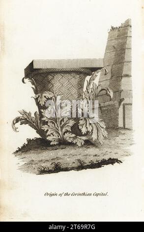 Corinthian order capital with acanthus leaves and scrolls, monument of ...